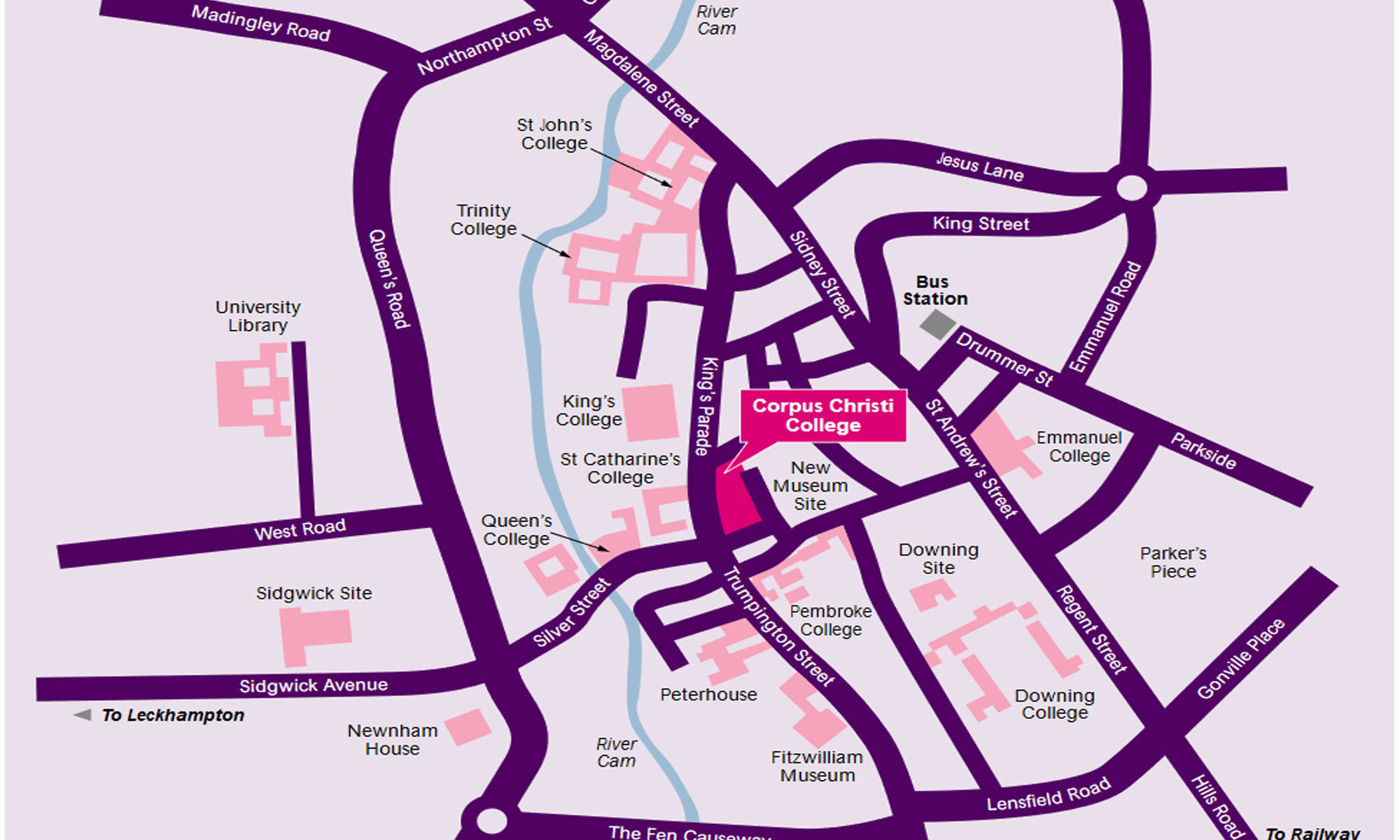 Map of Cambridge Colleges – T5 CAMBRIDGE UK